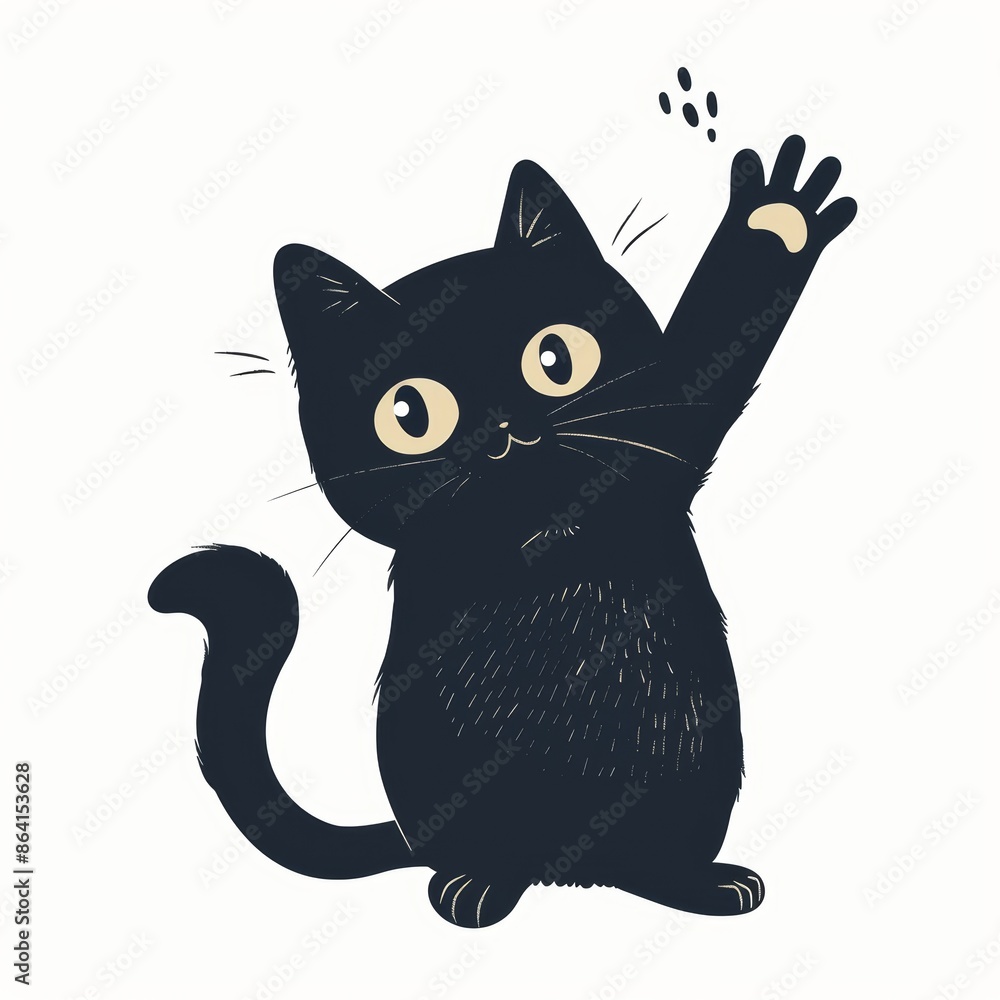 Black fat cat nail claw scratch glass. Scratching kitten claw. Cartoon ...