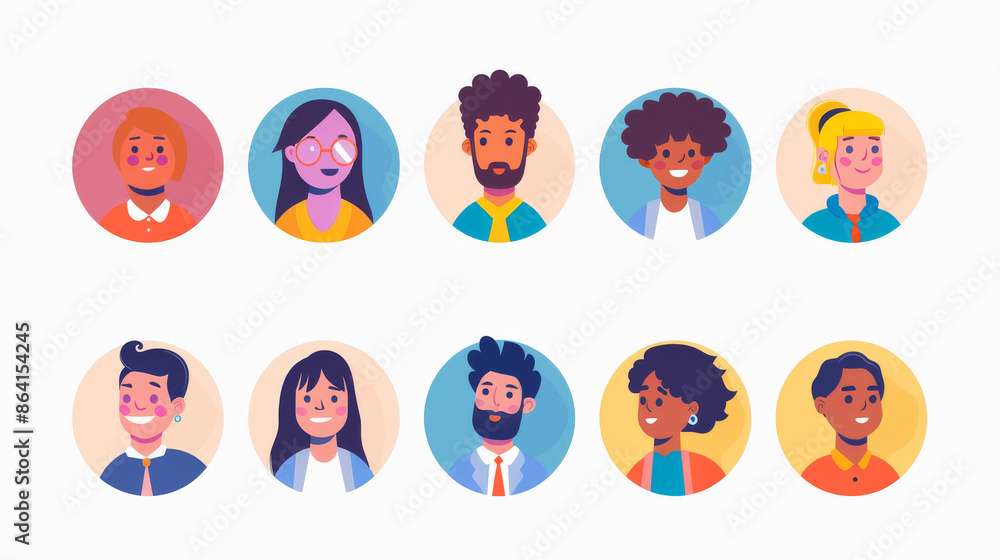 A collection of cartoon faces with a variety of different characters ...