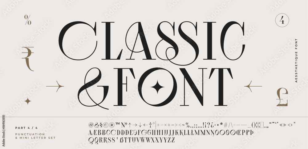 Classic serif font. Headline alphabet serif alphabet with graphic ...