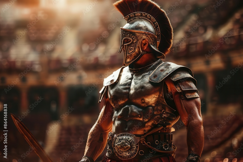 fierce ancient warrior in ornate armor brandishing weapon dramatic ...