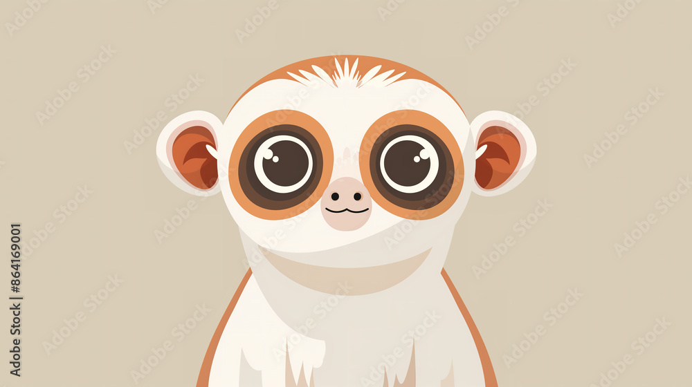 Cute cartoon vector illustration of an adorable baby slow loris, with ...