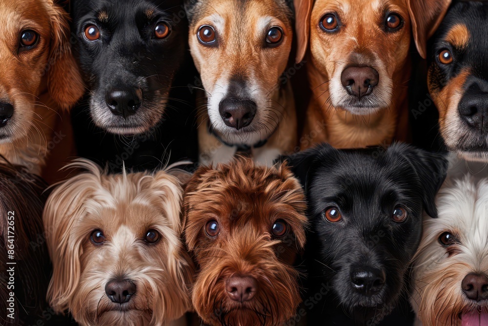 heartwarming composition of various dog breeds soft focus background ...