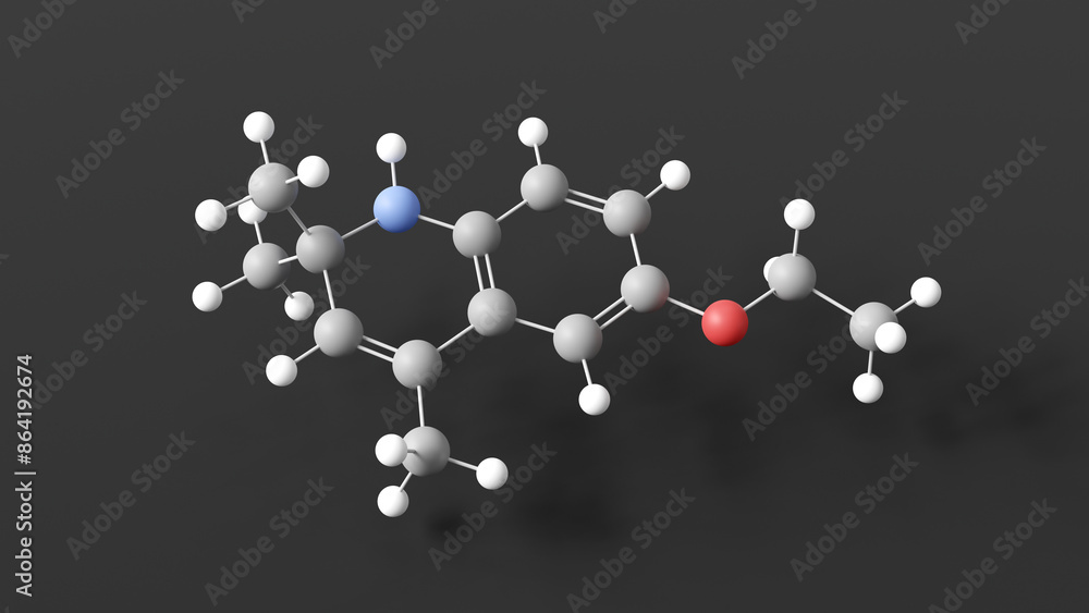 ethoxyquin molecule 3d, molecular structure, ball and stick model ...