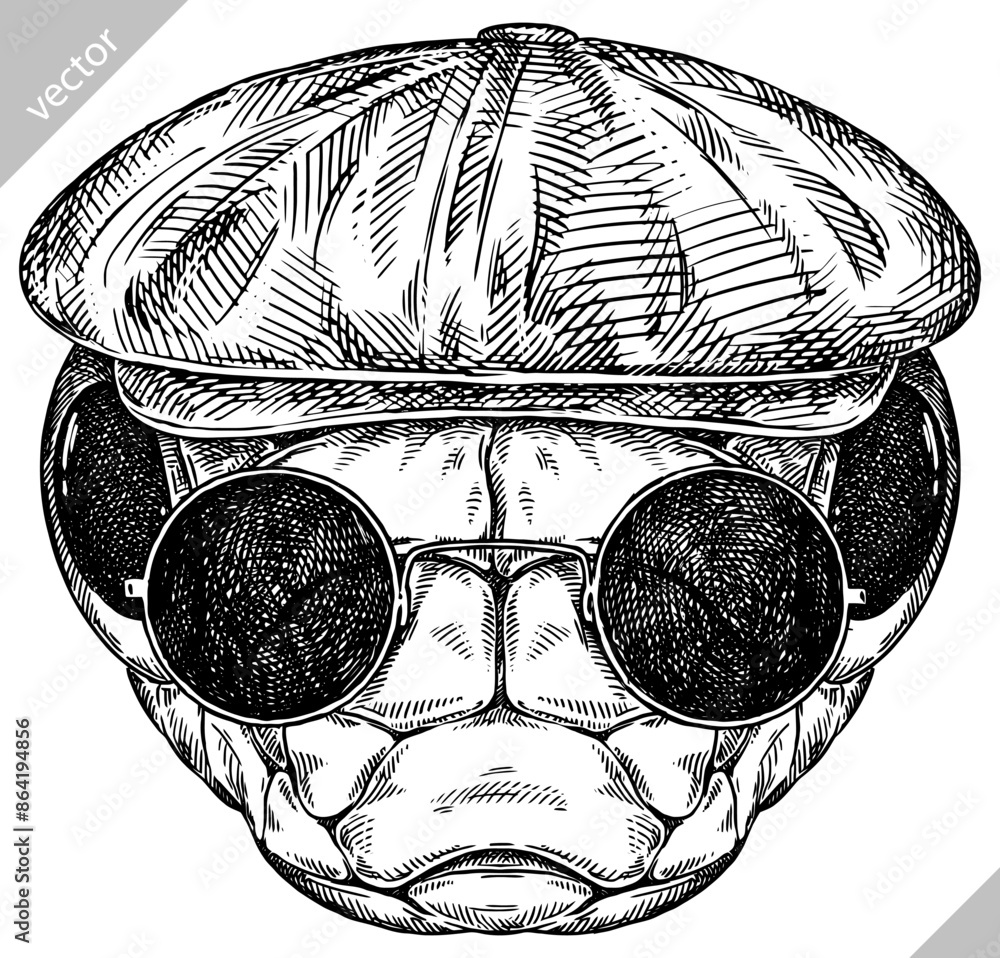 Vintage engraving isolated snake glasses dressed fashion set ...