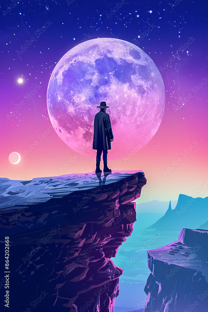 Synthwave, Vaporwave Poster. Generated image. A digital illustration of ...