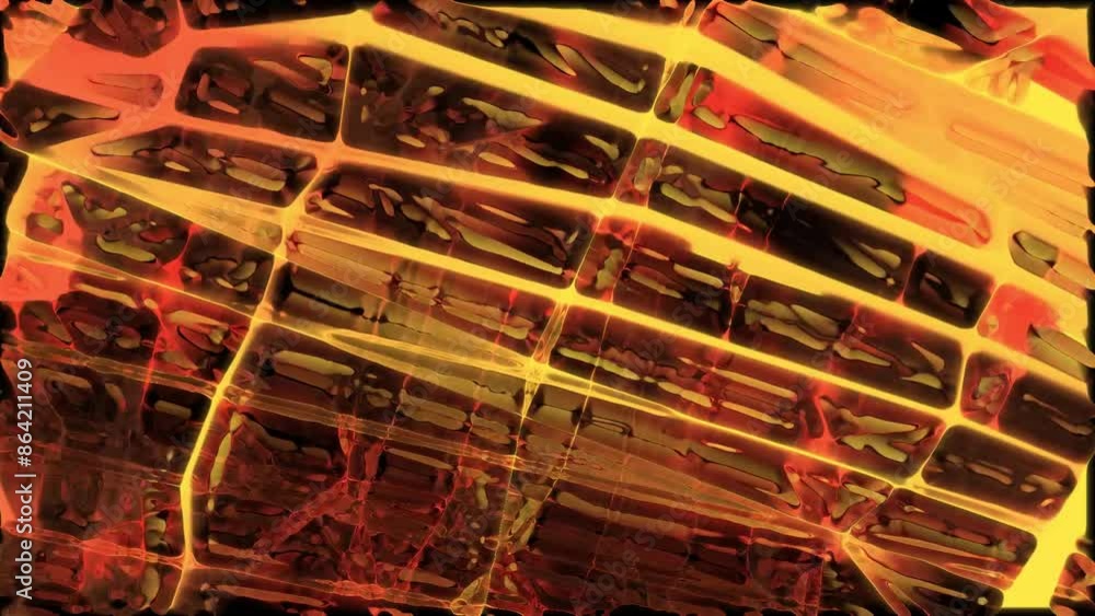 Neon Orange Wave Glass Texture Digital Architecture Geometry Animation ...