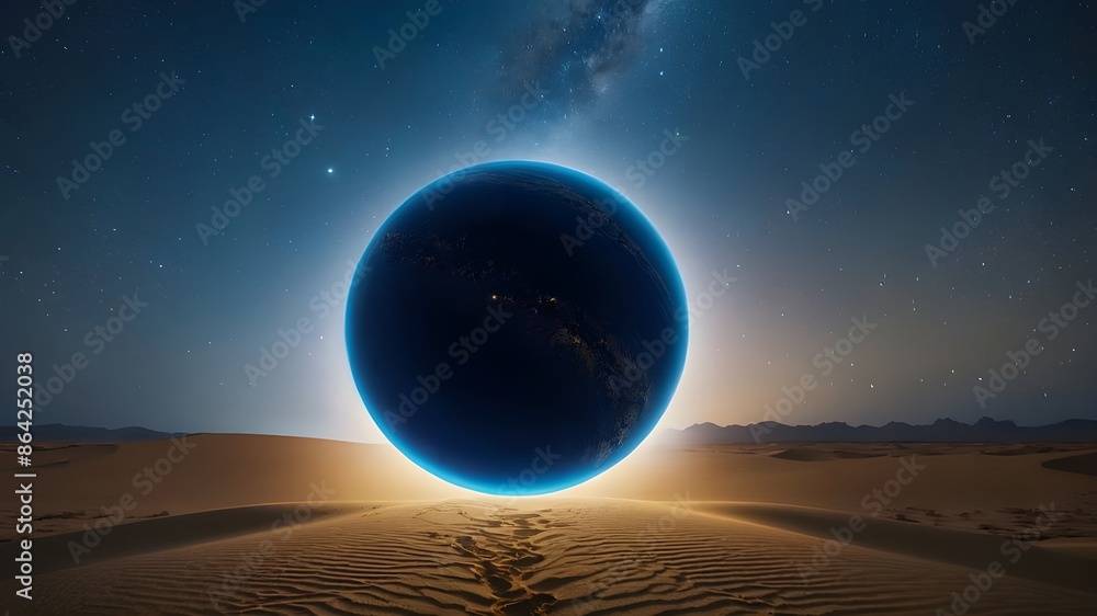 Glowing Blue Orb Floating Above Marble Pedestal in Dark Room, Brilliant ...