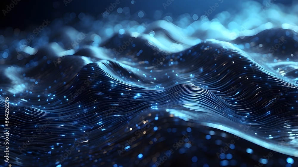 Blue Light Digital Wave Background Effect, Wave Background with Blue ...