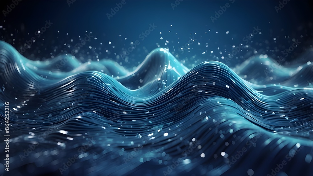 Blue Light Digital Wave Background Effect, Wave Background with Blue ...