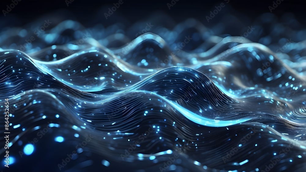 Blue Light Digital Wave Background Effect, Wave Background with Blue ...