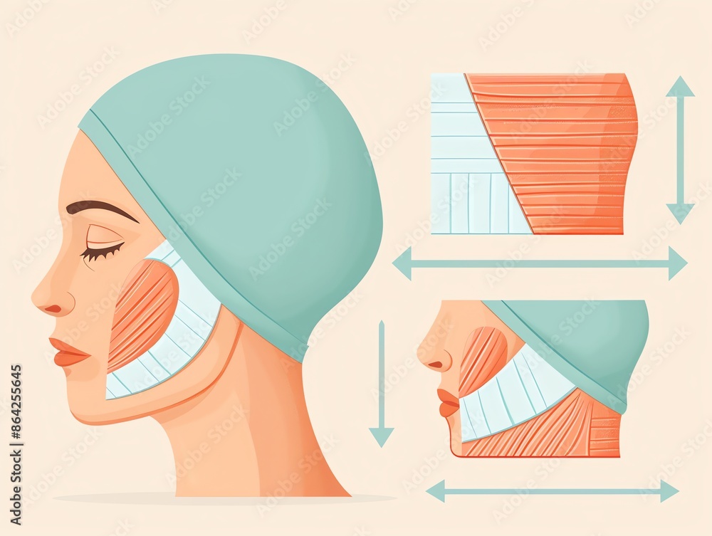Detailed illustration of the SMAS facelift technique, showing muscle ...
