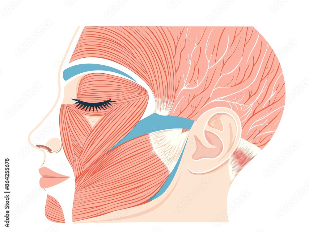 Detailed illustration of the SMAS facelift technique, showing muscle ...