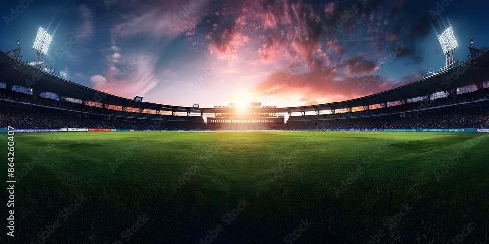Highdefinition panoramic image of cricket stadium captures stark ...