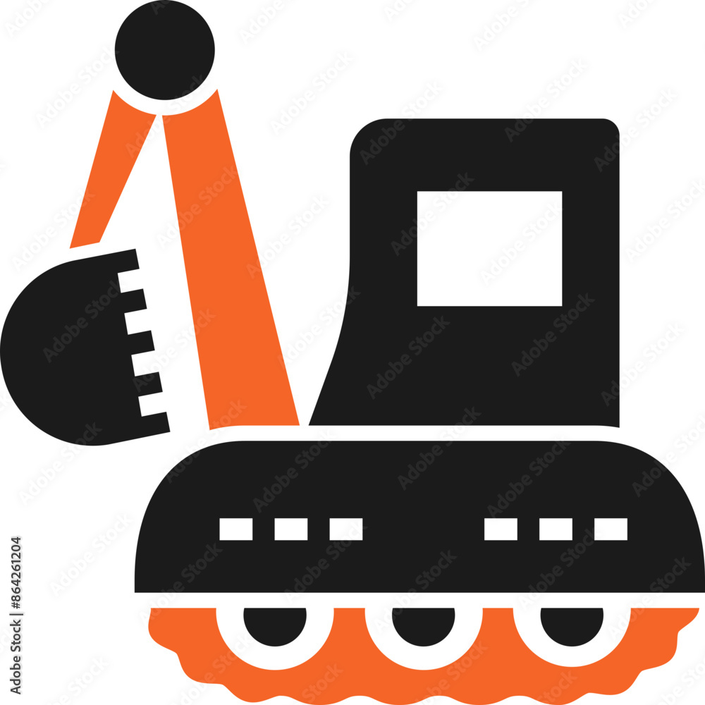 Excavation icon in flat style. Construction vehicles vector ...