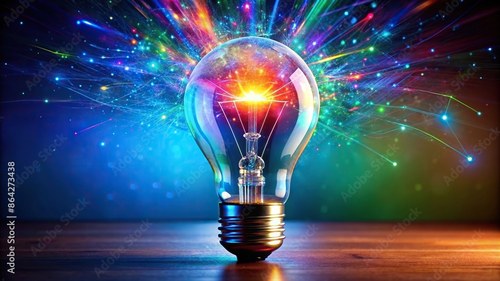 Vibrant light bulb representing bright ideas and spark of imagination ...