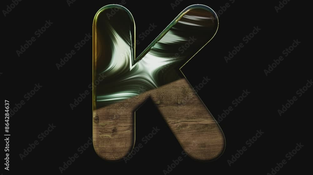 elegant letter K, transparent background, alpha channel, liqid, wood ...