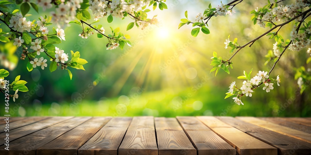 The wooden tabletop is a perfect podium with a copy space background in ...
