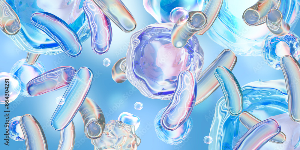 3D human cell abstract background, health genetic molecular view macro ...