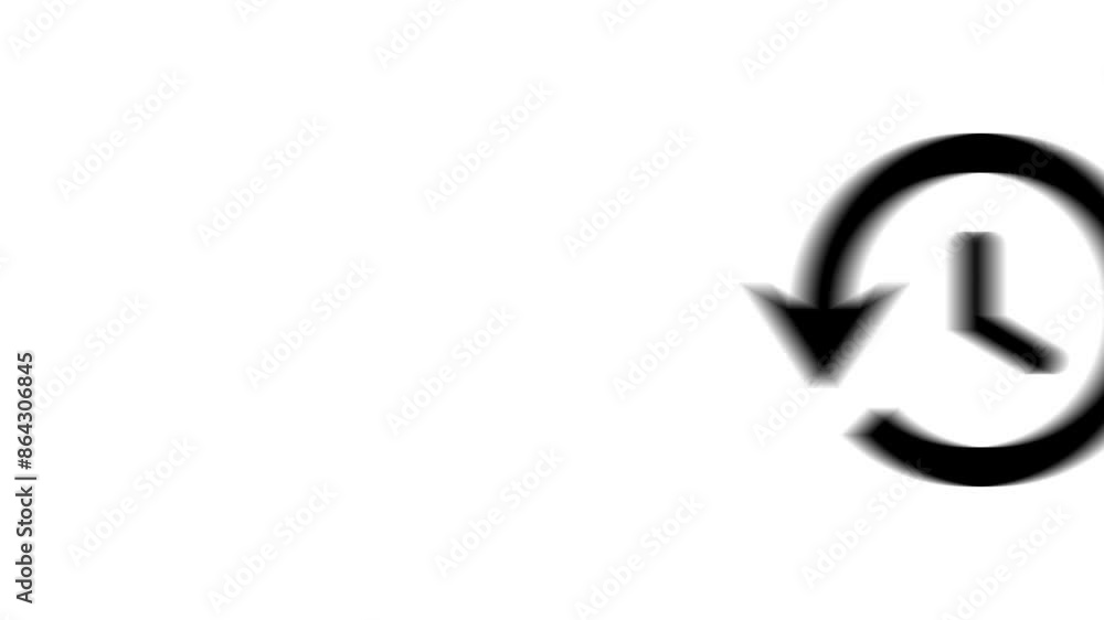 Animation set, time back symbol. Animations: transparency, zooms ...