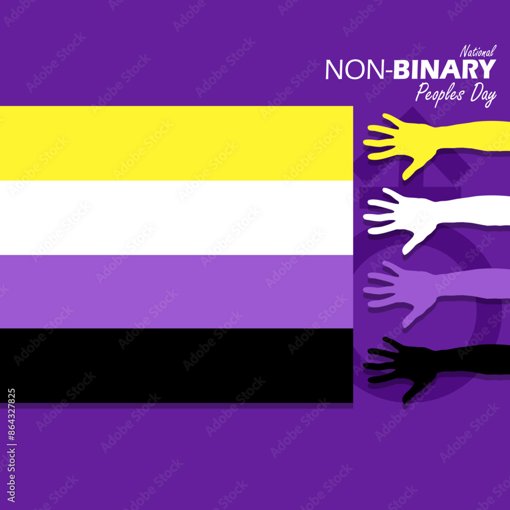 International Non-Binary Peoples Day event banner. Non Binary flag with ...
