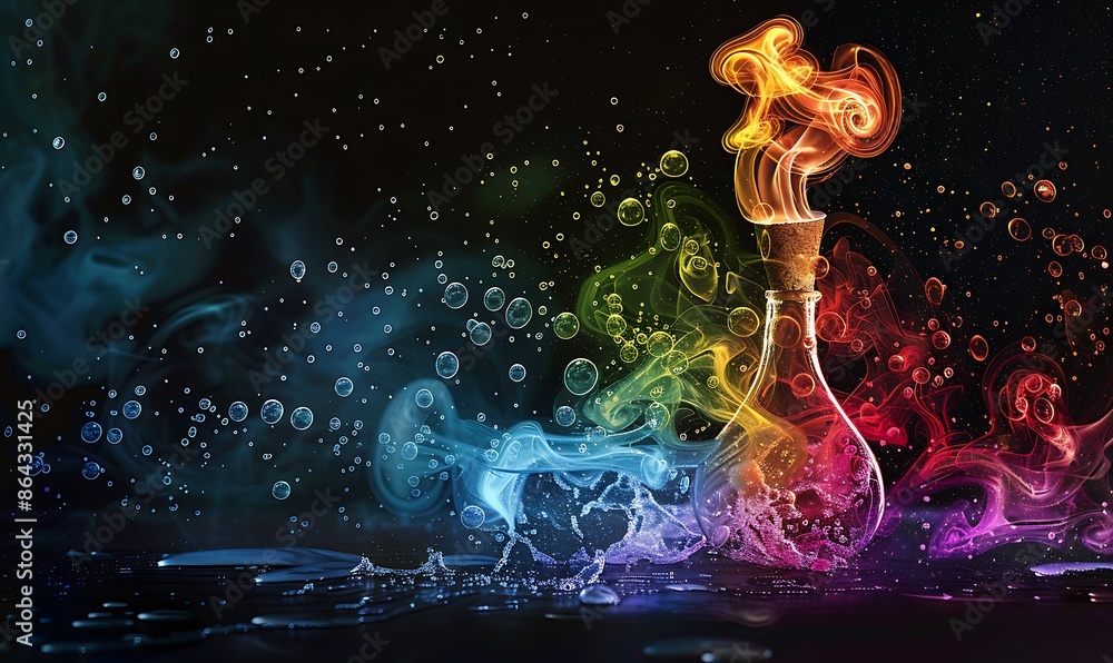 Clean and simple design featuring smoke and bubbles emanating from a ...
