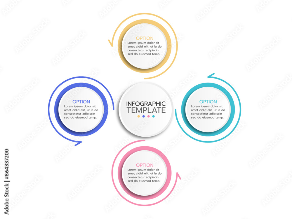 Circular scheme with 4 options or elements. Concept of cyclic business ...