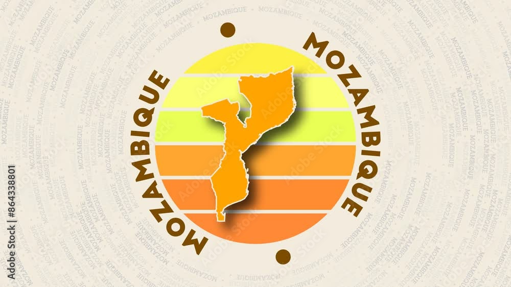 Mozambique logo intro. Badge with the circular name and map of the ...