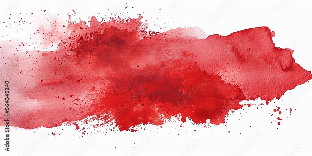 watercolor stain of red color on white isolated background, grunge ...