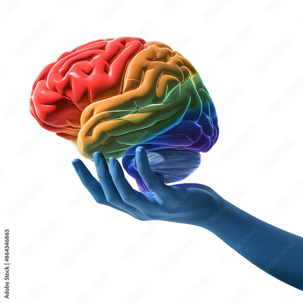Human brain hand holding -world mental health day concept-organ ...