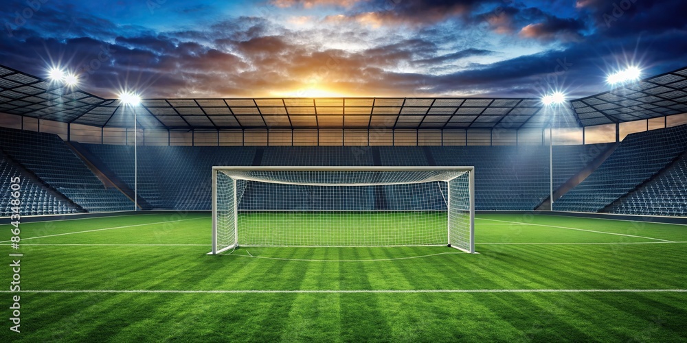 Empty soccer pitch with goal posts , sports, soccer, field, grass ...