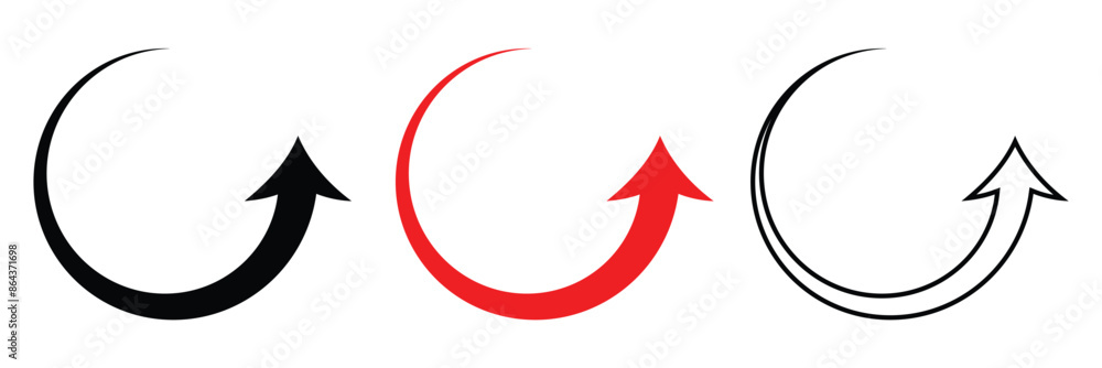 Rotation arrows in circular motion. Circle arrow combinations. Set of ...
