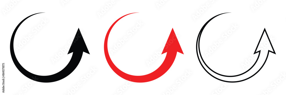 Rotation arrows in circular motion. Circle arrow combinations. Set of ...