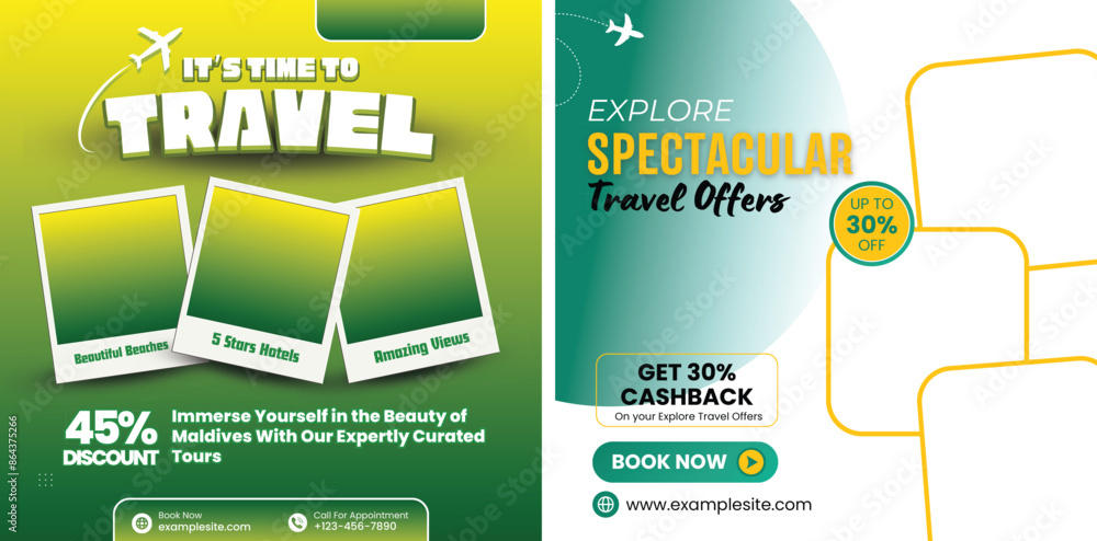 Travel and explore the world adventure social media post design ...