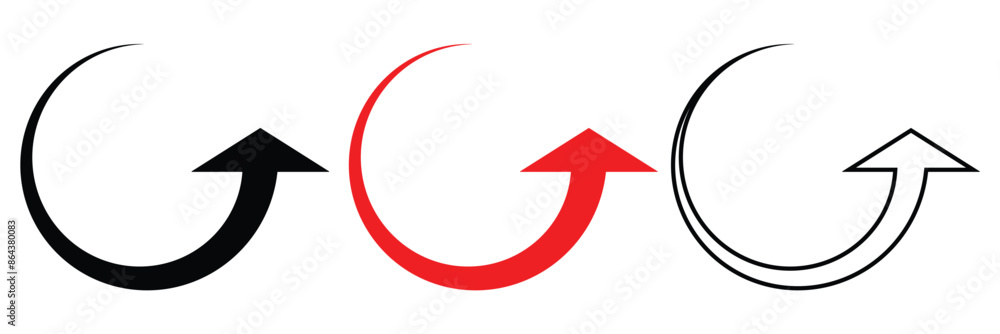 Rotation arrows in circular motion. Circle arrow combinations. Set of ...