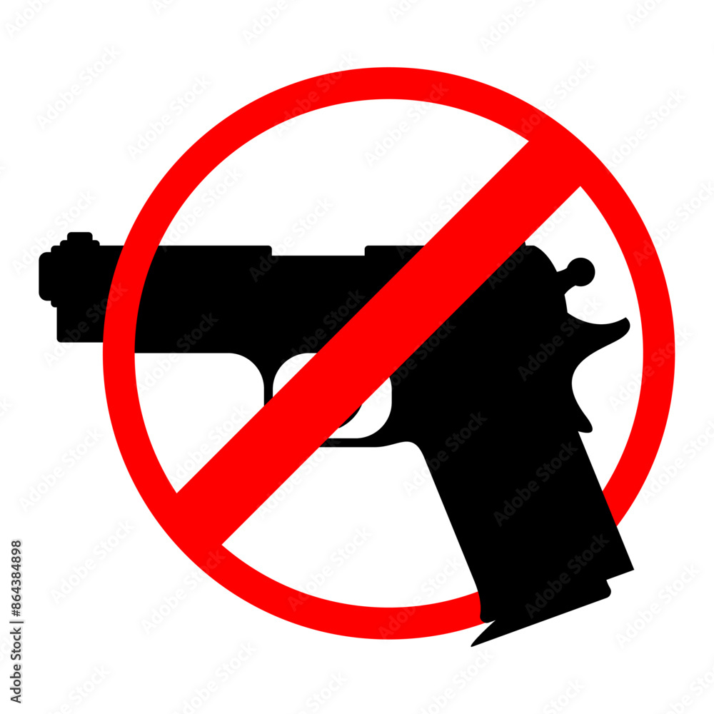 No gun sign, prohibition warning sign, ban. Restricted area, pistol not ...