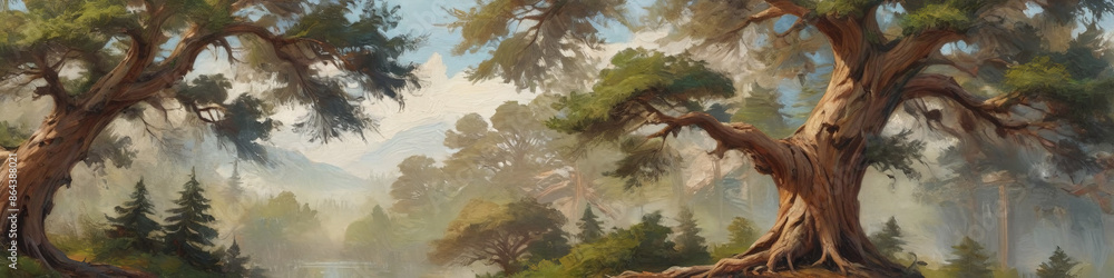 An elegant cedar tree with a sweeping canopy and fragrant wood ...