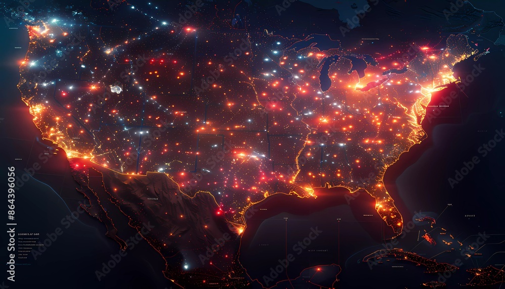 Telecommunication Advances in North America, map of communication ...
