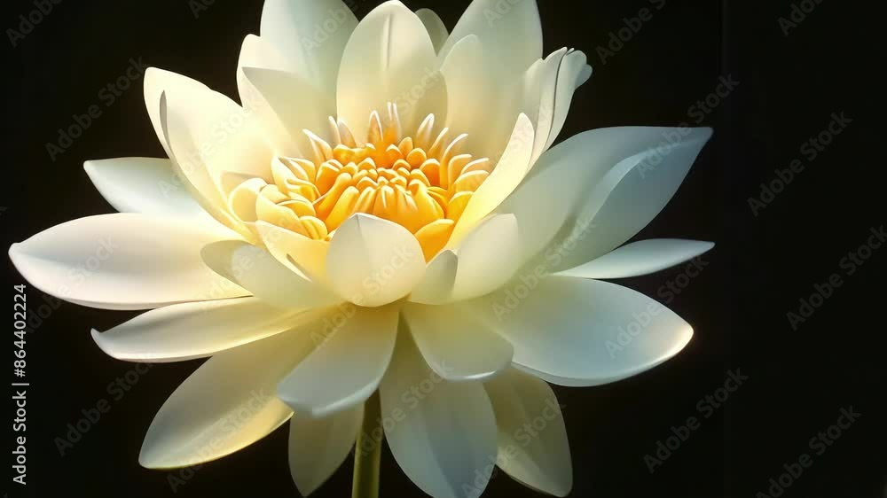 Opening flower of white lotus on dark background, minimalism. perfect ...