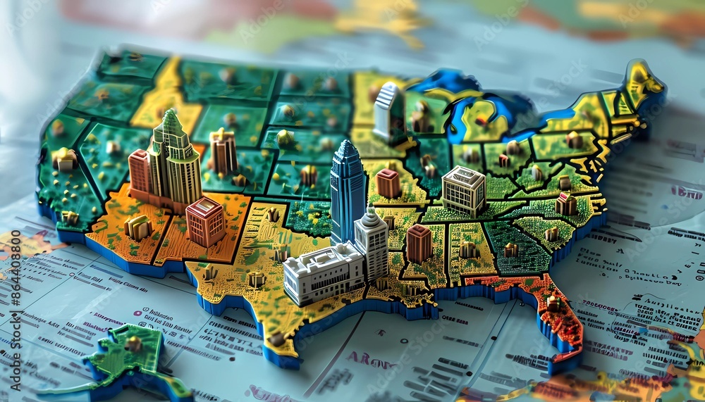 Education Technology in North America, map illustrating educational ...