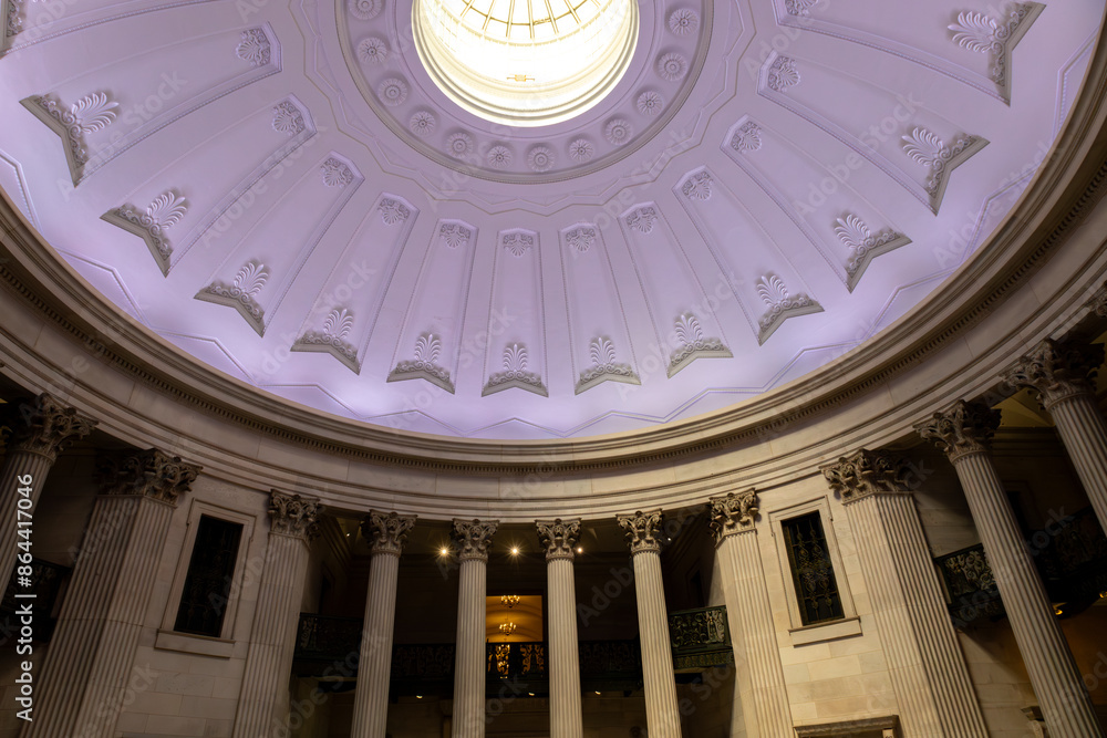 Architectural dome of the rotunda in the Federal Hall National Memorial ...