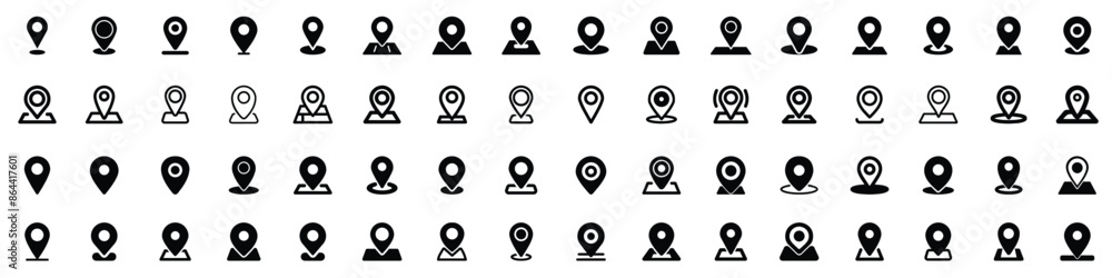 Set of Location Pin Vector Icons for Maps and Navigation. Comprehensive ...