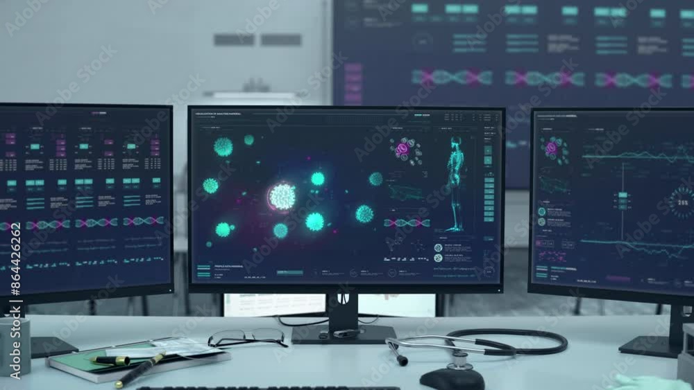 Virus Microbe Scan By Innovative Microscope Examination Software ...