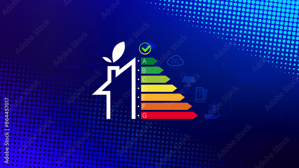 Energy efficiency concept, energy efficiency rating for energy ...