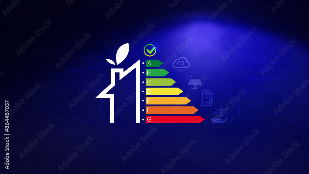 Energy efficiency concept, energy efficiency rating for energy ...