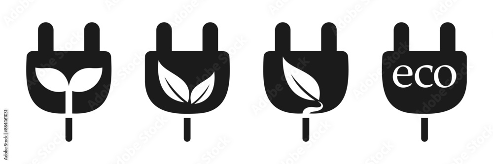 Plug and leaf eco concept icon symbol. Electric plug icon. Electrical ...