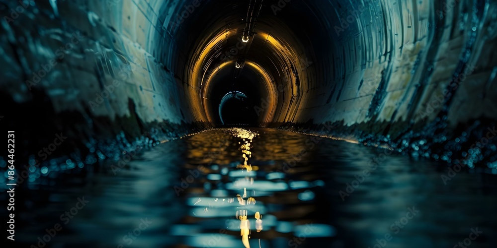 Exploring the Depths of Underground Sewer System Pipes. Concept ...