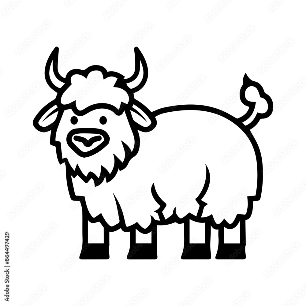 yak icon or modern line symbol. Vector line art and icon design with ...