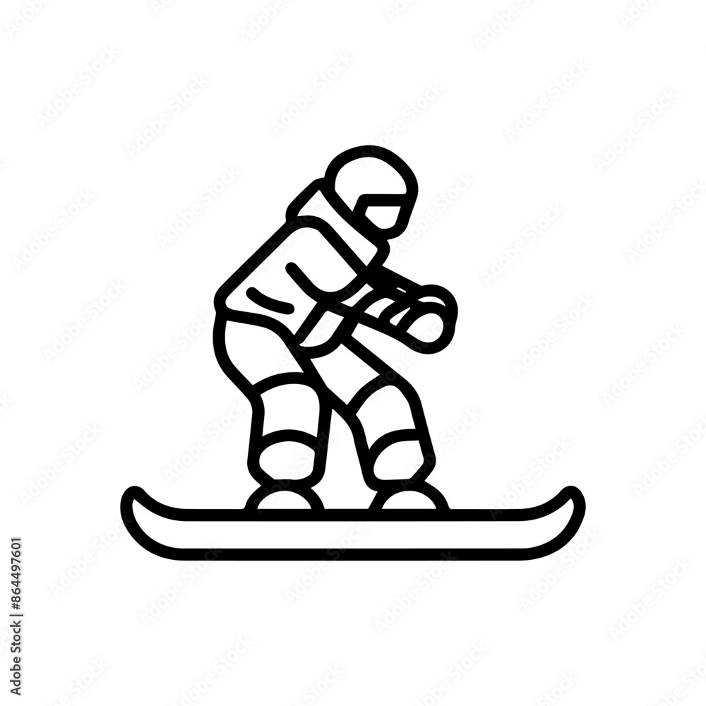 snowboarding icon or modern line symbol. Vector line art and icon ...
