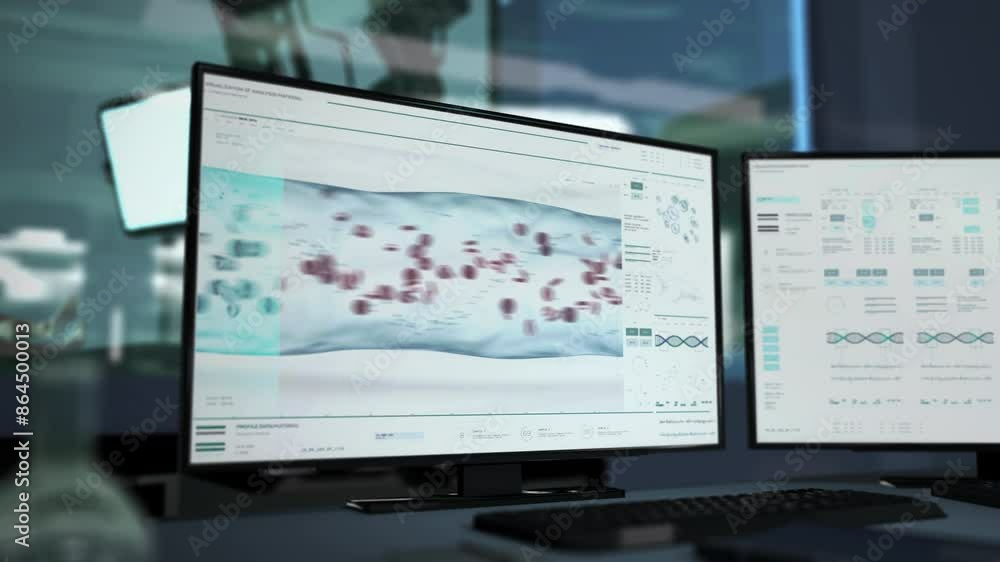 Biology Examination System Checks Health Of Blood Cells. High Tech ...