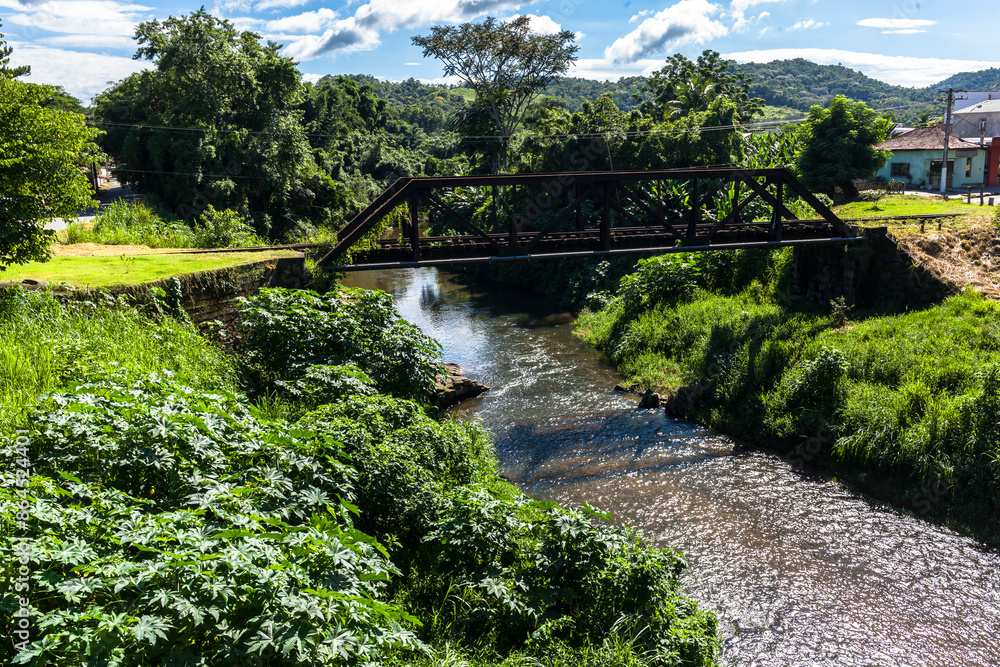 Old railway bridge in the city of Itariri, was built in 1910 to help ...